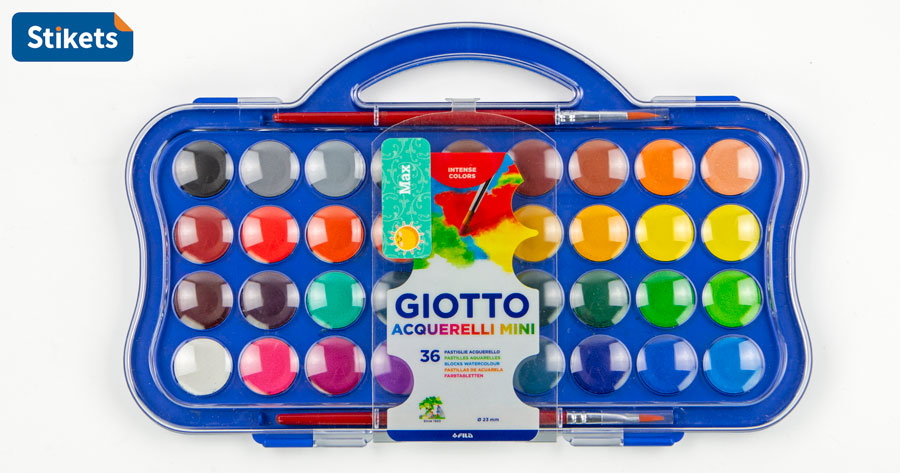 Acquerelli Giotto 36 colori e 2 pennelli - Stikets